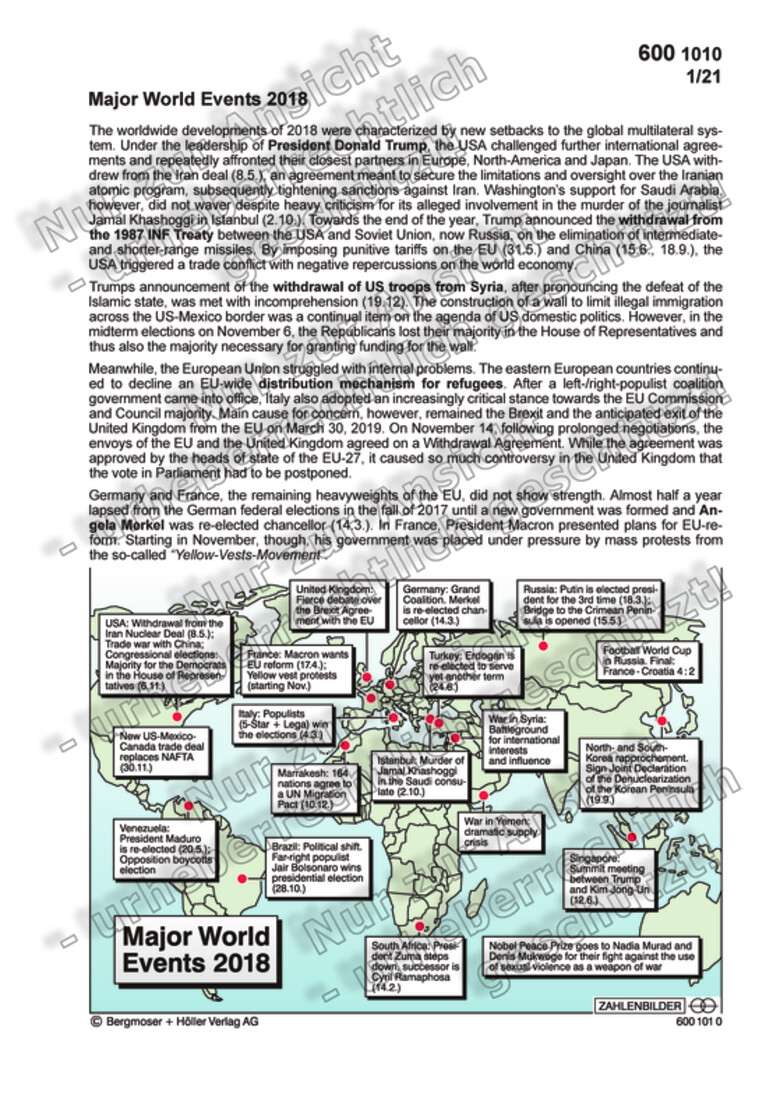 Major World Events 2018 | Zahlenbilder