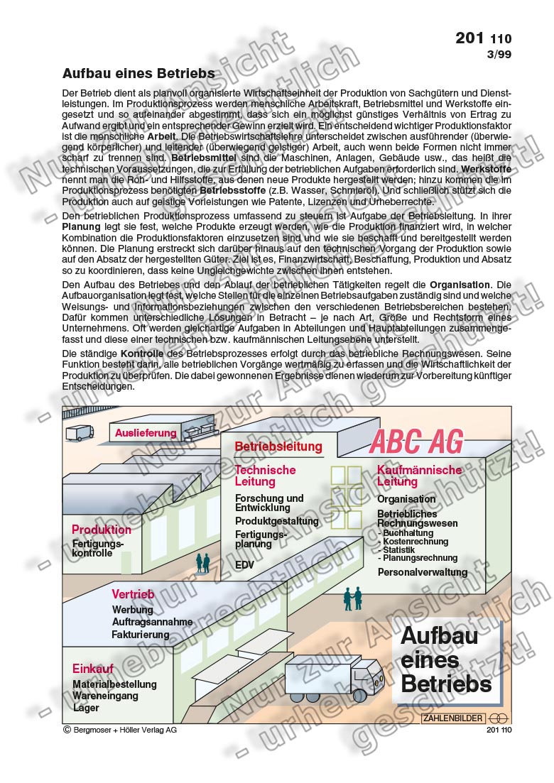 Aufbau eines Betriebs | Grundbegriffe der Wirtschaft | Wirtschaft ...