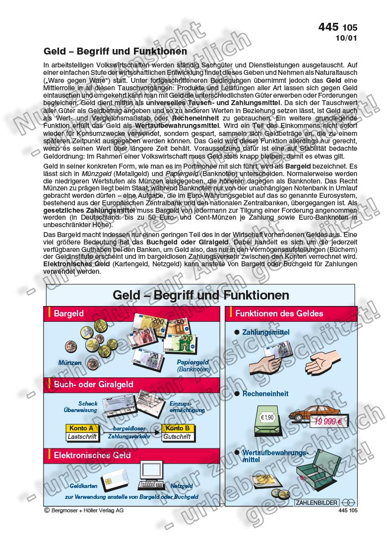 Geld - Begriff und Funktionen | Geldwirtschaft | Wirtschaft ...