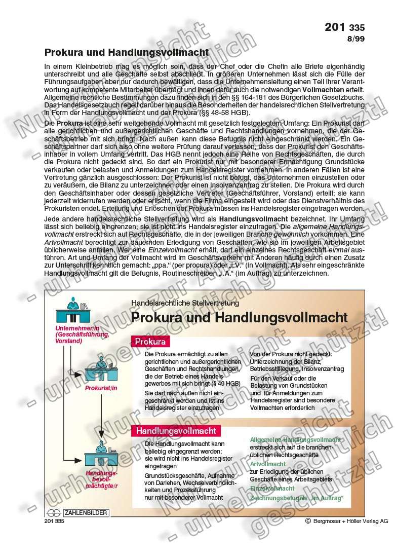 Prokura und Handlungsvollmacht | Grundbegriffe der Wirtschaft ...